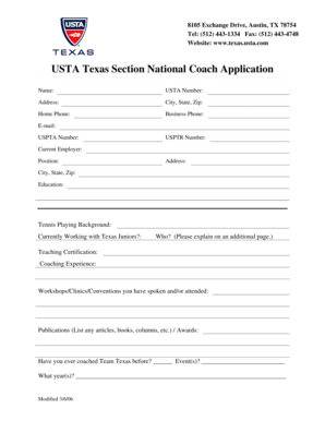 Fillable Online USTA Texas Section National Coach Application - USTA ...