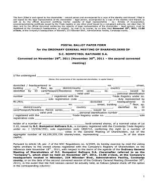 Fillable Online Formular vot prin corespondenta AGOA 10 10 ...