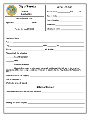 Fillable Online Variance Application - City of Payette Fax Email Print - pdfFiller