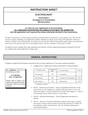 Fillable Online Professional Electrologist - Endorsement of License ...