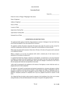 Fillable Online Excavation Permit. Excavation Permit - Source Modified ...