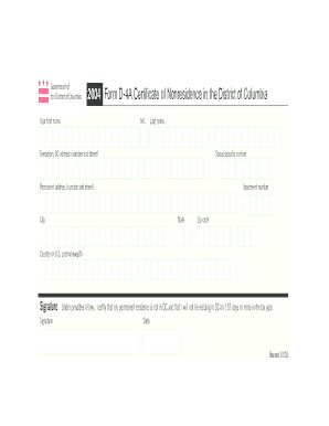 Fillable Online 2004 Form D-4A Certificate of Nonresidence in the ...