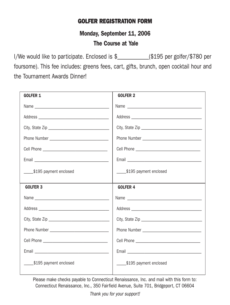 Golf Registration Form Template Fill Online Printable Fillable 