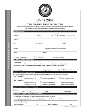 Fillable Online China 2007 Registration Form - International Yang ...