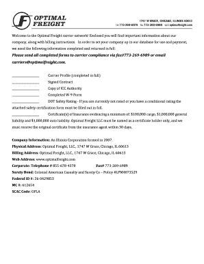 Fillable Online Optimal Freight Carrier Packet (1.34MB) Fax Email Print ...