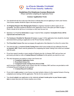 Fillable Online Guidelines For Employee Licence Applications ...