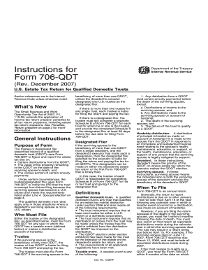 Fillable Online Instructions For Form 706-QDT Fax Email Print - pdfFiller