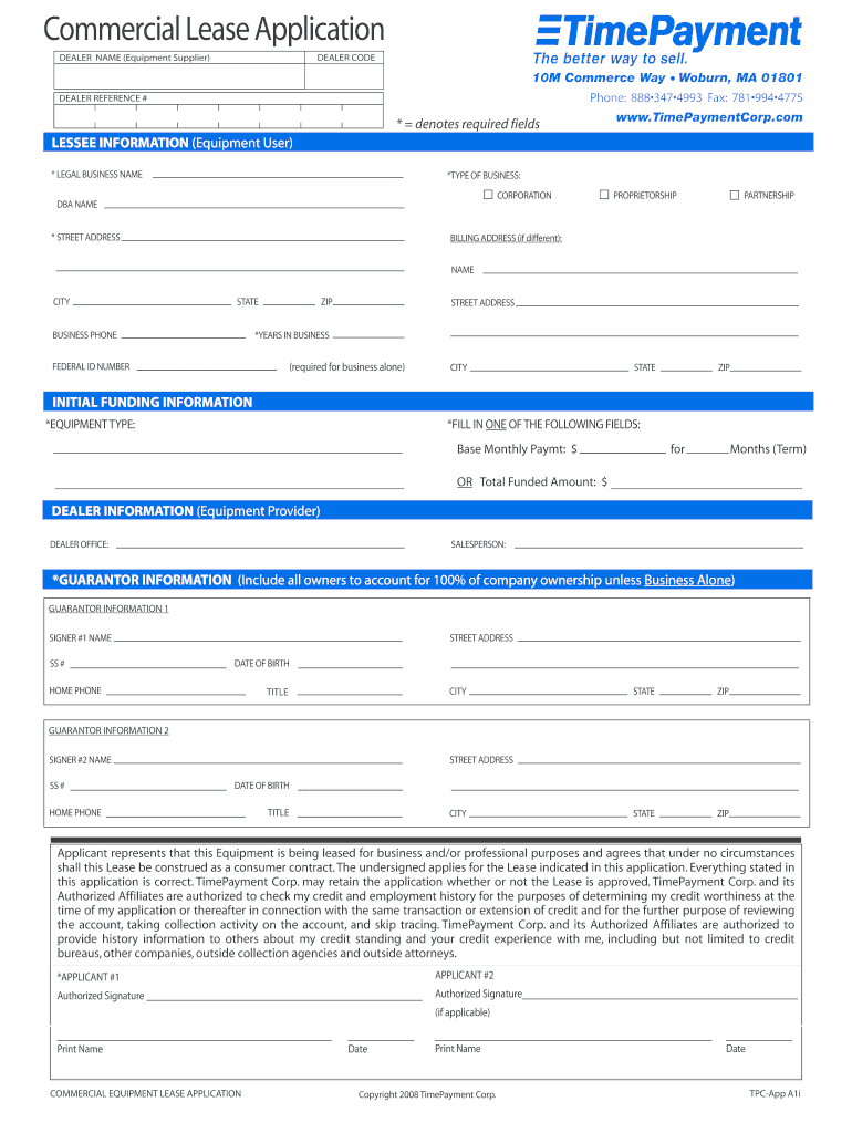 Fillable Online Commercial Lease Application Fax Email Print - pdfFiller