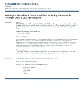 Fillable Online Washington Mutual Bank Certificate Of Deposit Rating ...