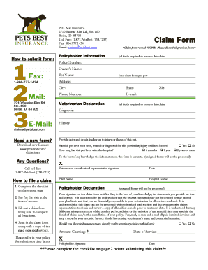 Fillable Online Claim Form - Lexington Veterinary Group Fax Email Print ...