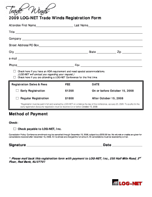 Fillable Online 2009 LOG-NET Trade Winds Registration Form ... - LOG ...