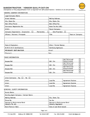 Fillable Online Vendor Prequalification Form Fax Email Print - pdfFiller