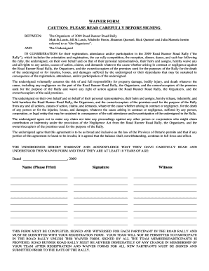 Fillable Online WAIVER FORM CAUTION: PLEASE READ ... - Hiatus House Fax ...