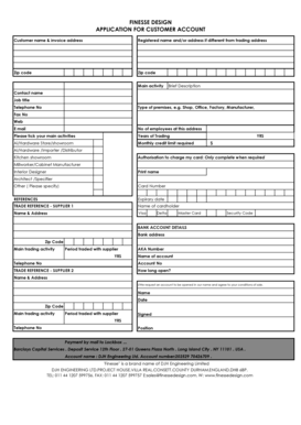 Fillable Online Finesse Credit Application - Wright Associates Fax ...