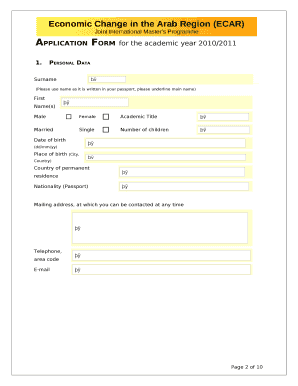 Fillable Online Application Form ECAR 2010 Fax Email Print - pdfFiller