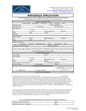 Fillable Online Wholesale application 2010 - Karen Foster Design Fax Email Print - pdfFiller