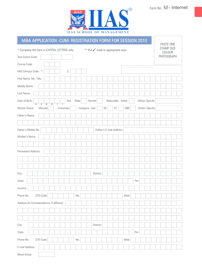 Fillable Online MBA Application Form Fax Email Print - pdfFiller