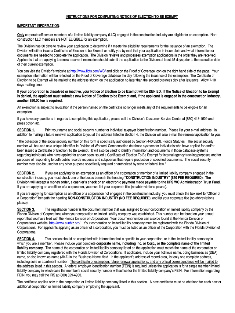 Workers Comp Exemption Form Pdf Fill Online Printable Fillable