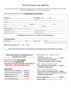 Fillable Online 2012 Trip Application - Gulf Streamers International RV ...