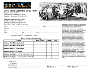Fillable Online 2012 Moto Scramble Entry Form - Smiling Face Down Fax ...