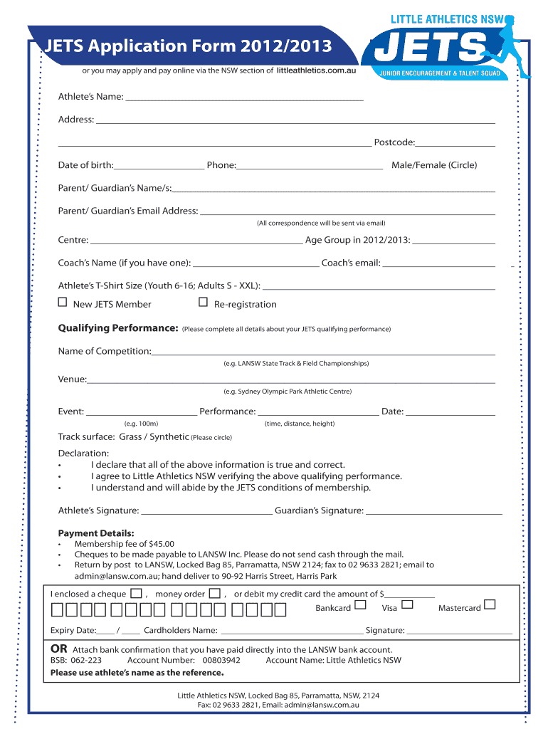 Fillable Online JETS Application Form Fax Email Print - pdfFiller