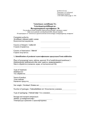 Veterinary Certificate Nr. Veterinaarsertifikaat Nr. ... - Fill and ...