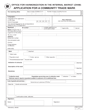 Fillable Online oami europa reasons for the notice of appeal to the ...