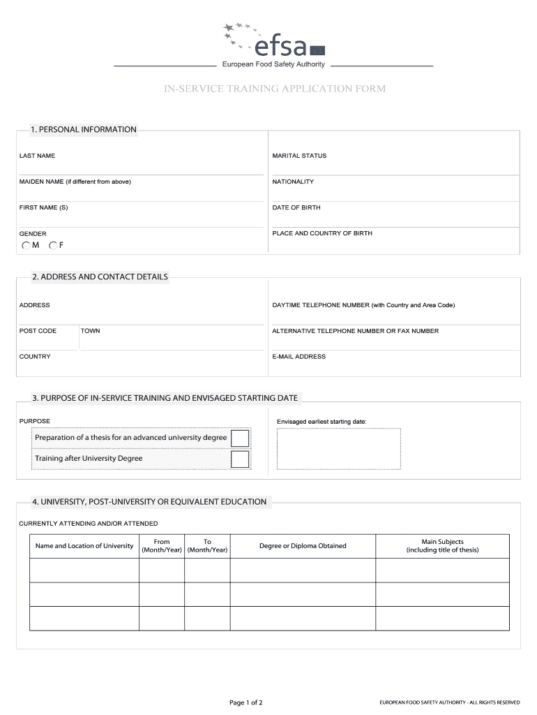 Fillable Online In-Service Training Application Form Fax Email Print - pdfFiller