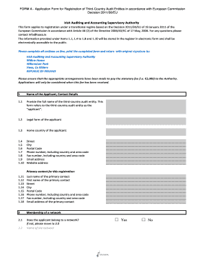 Fillable Online FORM A - Application Form for Registration of Third ...