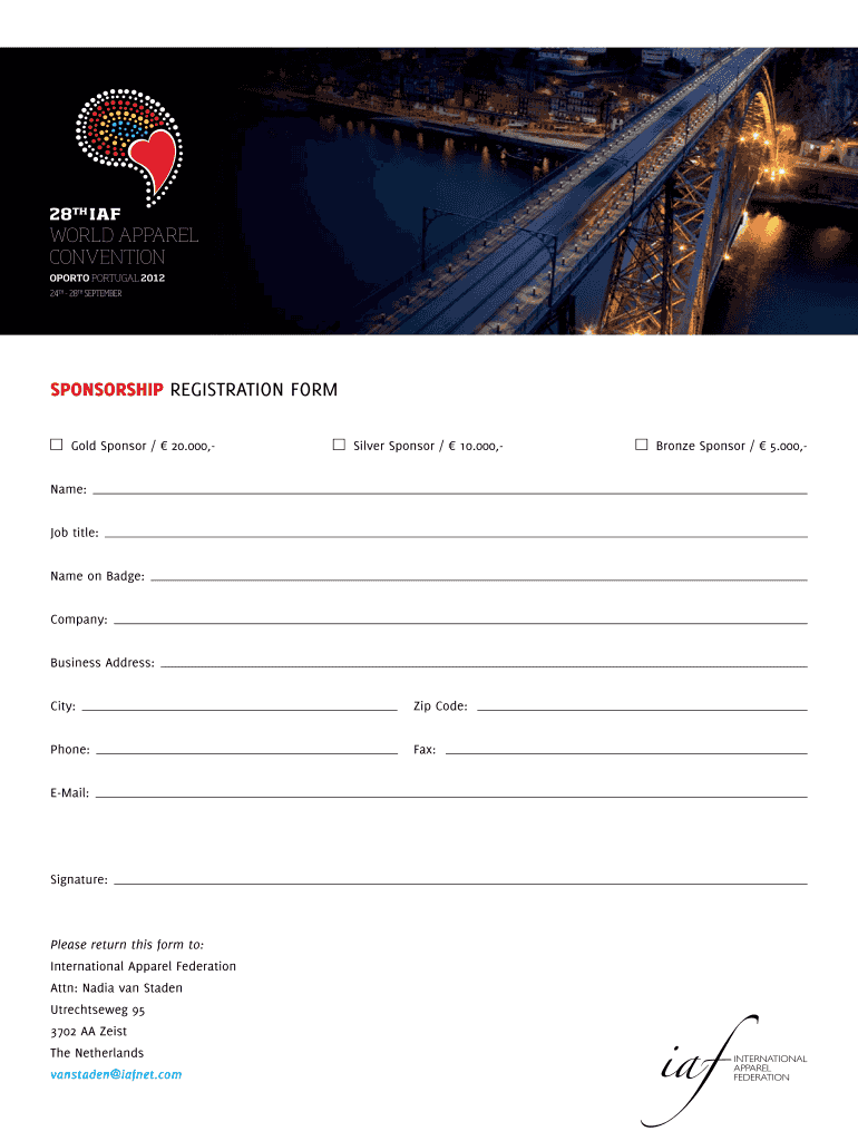 Fillable Online Sponsorship Registration Form Fax Email Print - pdfFiller