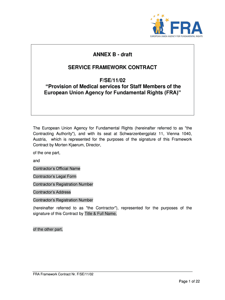 Fillable Online SERVICE FRAMEWORK CONTRACT Fax Email Print - pdfFiller