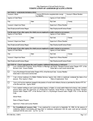 Fillable Online Verification of assessor qualifications - The Ohio ...