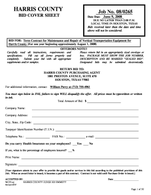 Fillable Online Job No. 08/0265 - Purchasing Agent - Harris County Fax ...