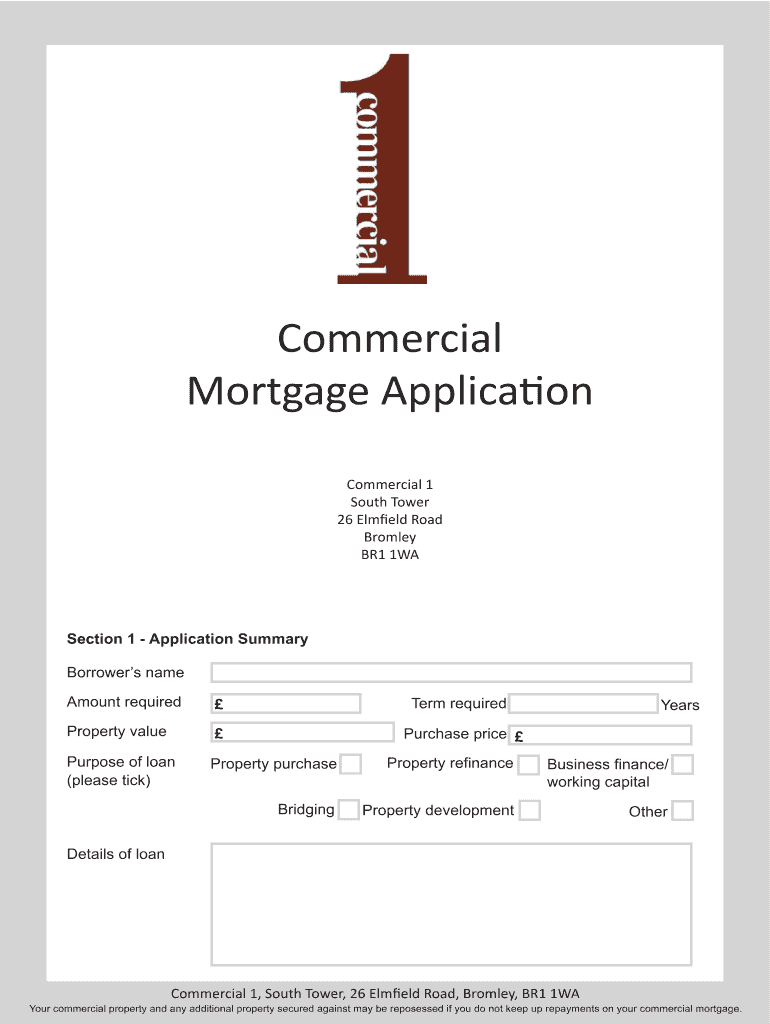 Fillable Online commercial1 Customer Commercial 1 mortgage application form_Layout 1.qxd ...