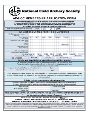 Fillable Online Ad hoc membership form - National Field Archery Society ...