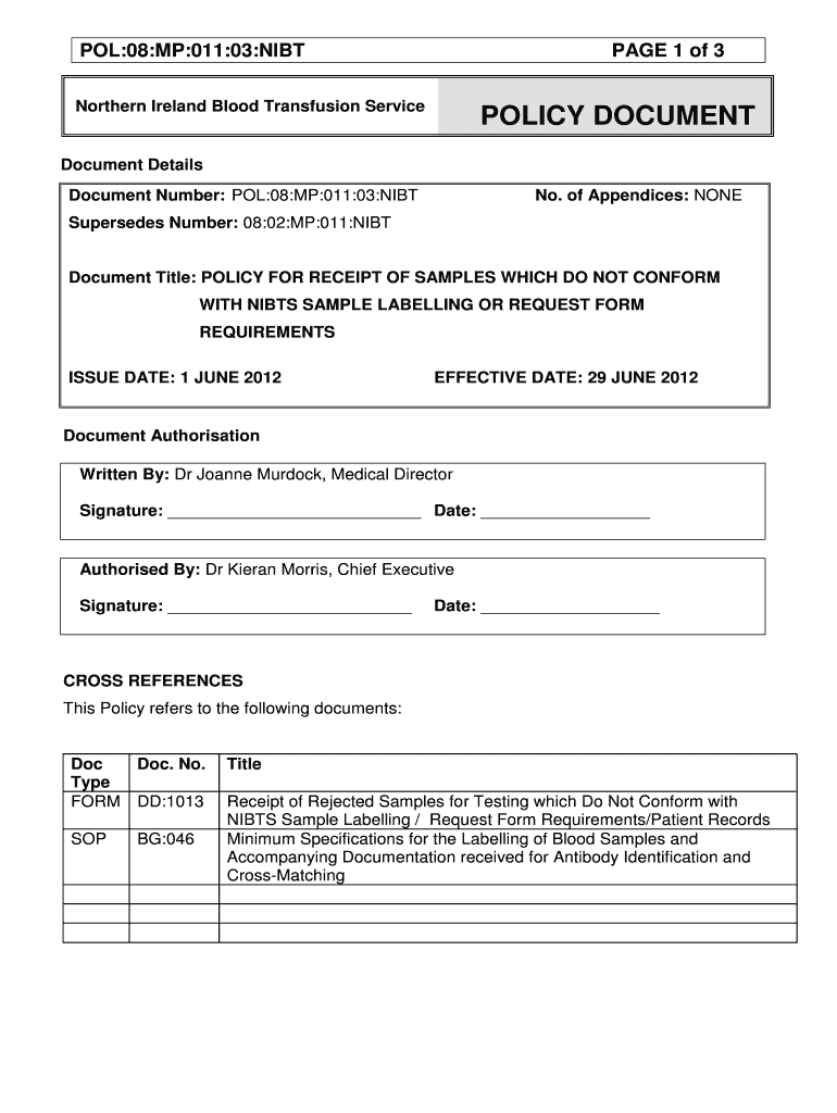 Sample Labelling Requirements - Business Services Organisation ...