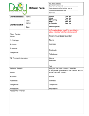 Fillable Online Life Matters Referral Form - Daisy - Uk.net Fax Email ...