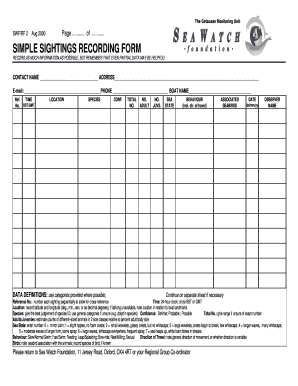 Fillable Online SIMPLE SIGHTINGS RECORDING FORM - DolphinSpotter.co.uk ...