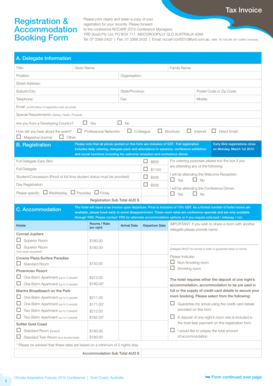 Fillable Online Registration & Accommodation Booking Form Fax Email ...