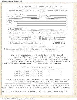 Fillable Online Chapter Membership Application Form Fax Email Print ...