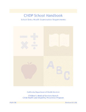 Fillable Online chdp school handbook form Fax Email Print - pdfFiller