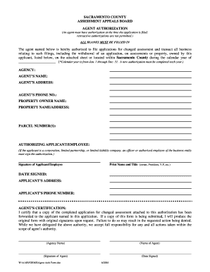 Fillable Online (An agent must have authorization at the time the ...