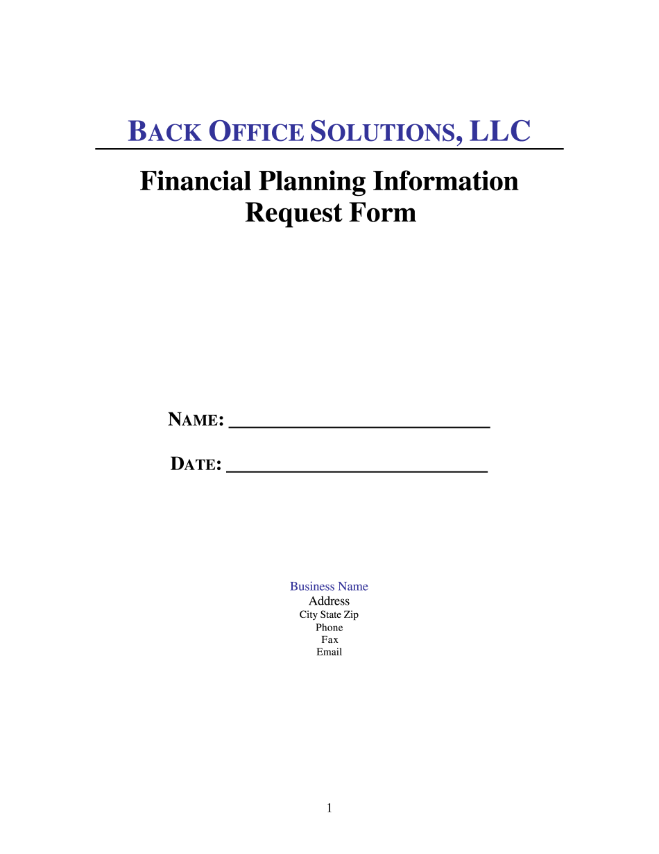 Create Fillable Financial Planning Information Re Form According 