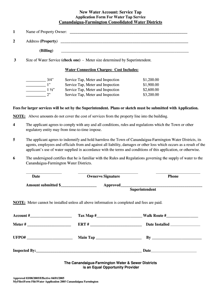 Fillable Online Water Application Fax Email Print - pdfFiller