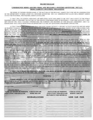 Fillable Online HELMET RELEASE FORM AWA PUB 10 2006 - a western ... Fax ...