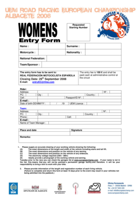 Fillable Online Entry form - Motocicliste Fax Email Print - pdfFiller