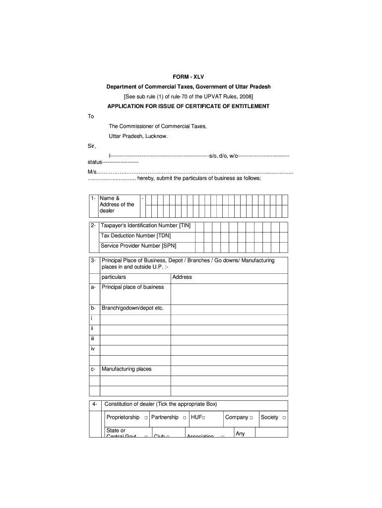Fillable Online FORM - XLV Department of Commercial Taxes, Government ...