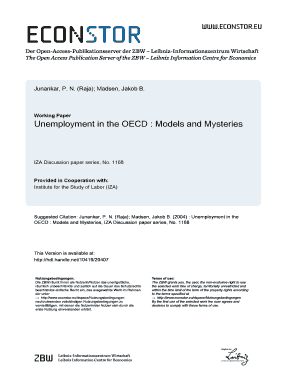 Fillable Online econstor Unemployment in the OECD: Models and Mysteries ...