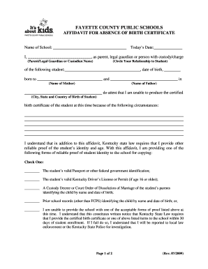 Fillable Online fcps Affidavit for Proof of Residence - Fayette County ...