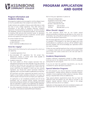 Fillable Online Program Application and Guide - Assiniboine Community College Fax Email Print ...